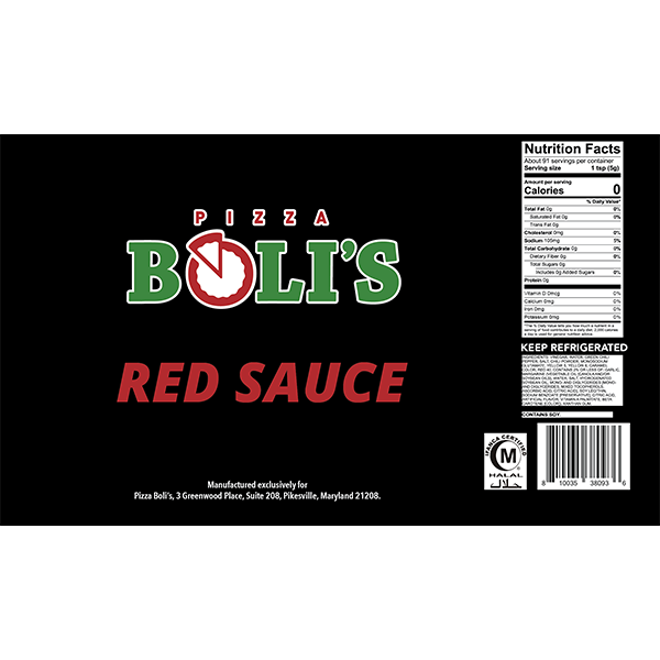 Pizza Boli's Red Sauce 1 Gal Label – iPackage